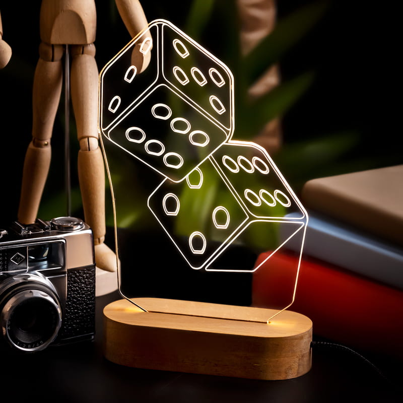 Zar Tasarımlı 3d Led Lamba | Hediye Sepeti